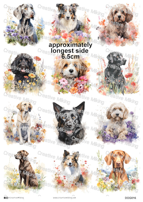 Mixed Breed Dogs Decoupage Rice Paper | DOG016 – Creative Miking