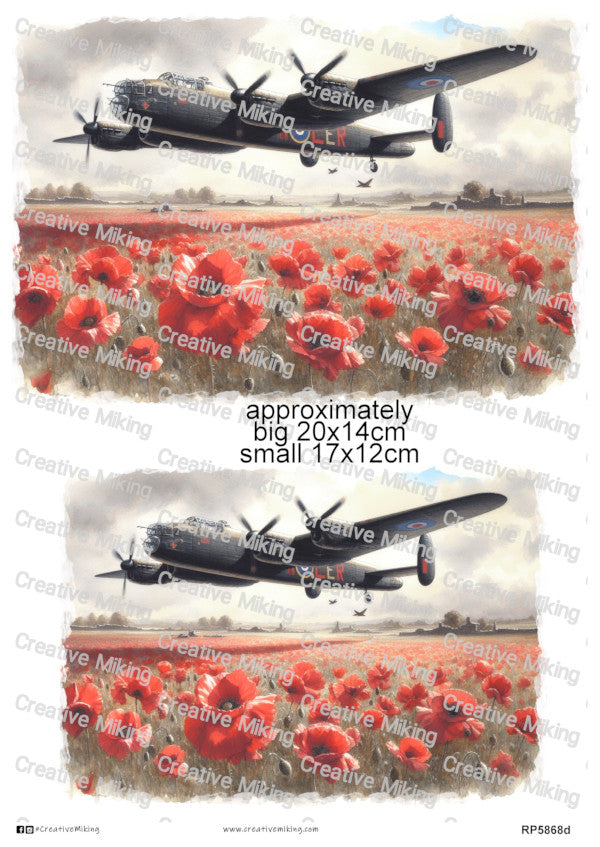 Lancaster Bomber & Poppies Decoupage Paper | RP5868d – Creative Miking