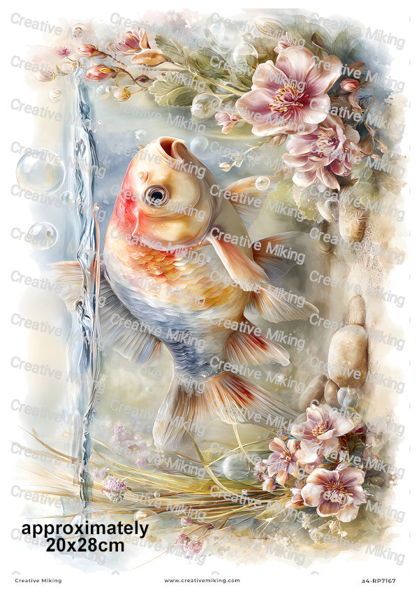 Koi Carp Fish Decoupage Rice Paper | RP7167 – Creative Miking