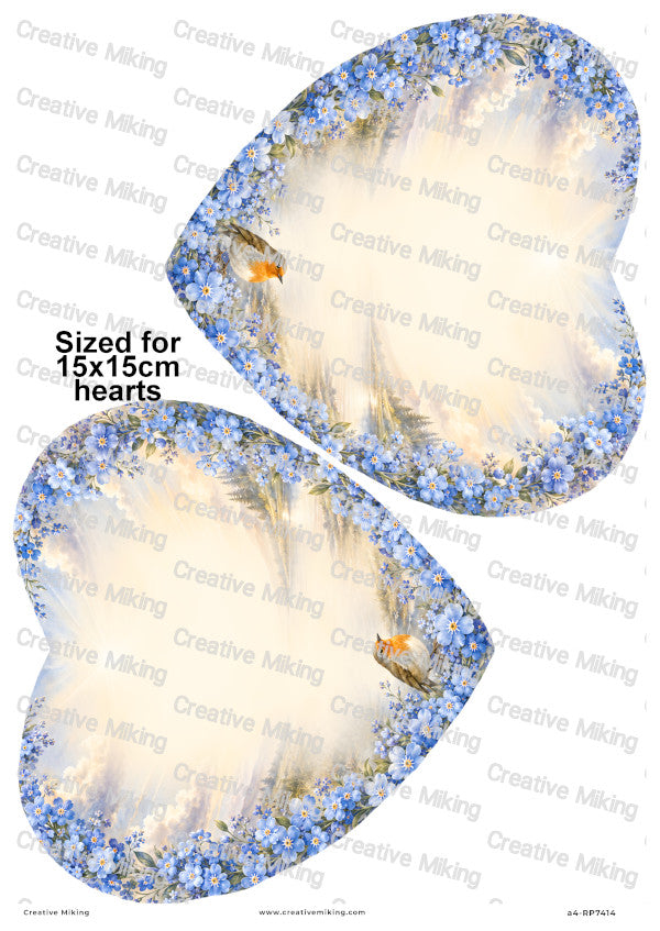 Robin Bird With Forget-Me-Not Flowers Decoupage Rice Paper | RP7414 ...